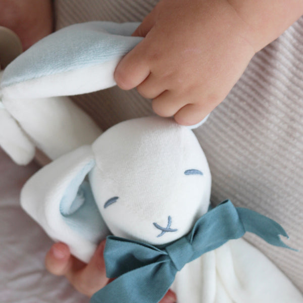 Classic Organic Cotton Bunny Comforter Toy - Blue – Maud N Lil Organic ...